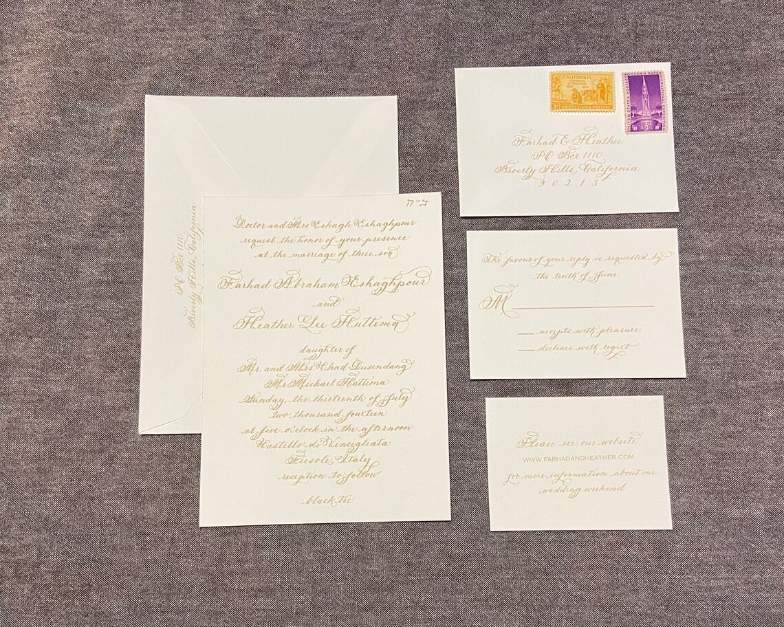 Handwritten Calligraphy Wedding Invitations With Raised Thermography ...