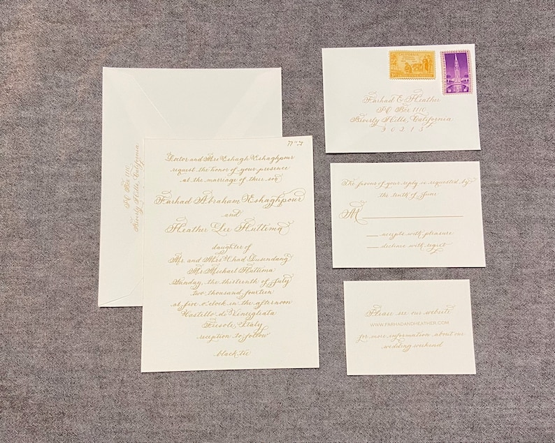 Handwritten Calligraphy Wedding Invitations With Raised - Etsy