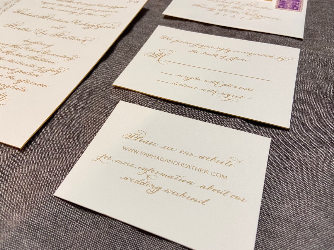 Handwritten Calligraphy Wedding Invitations With Raised Thermography ...