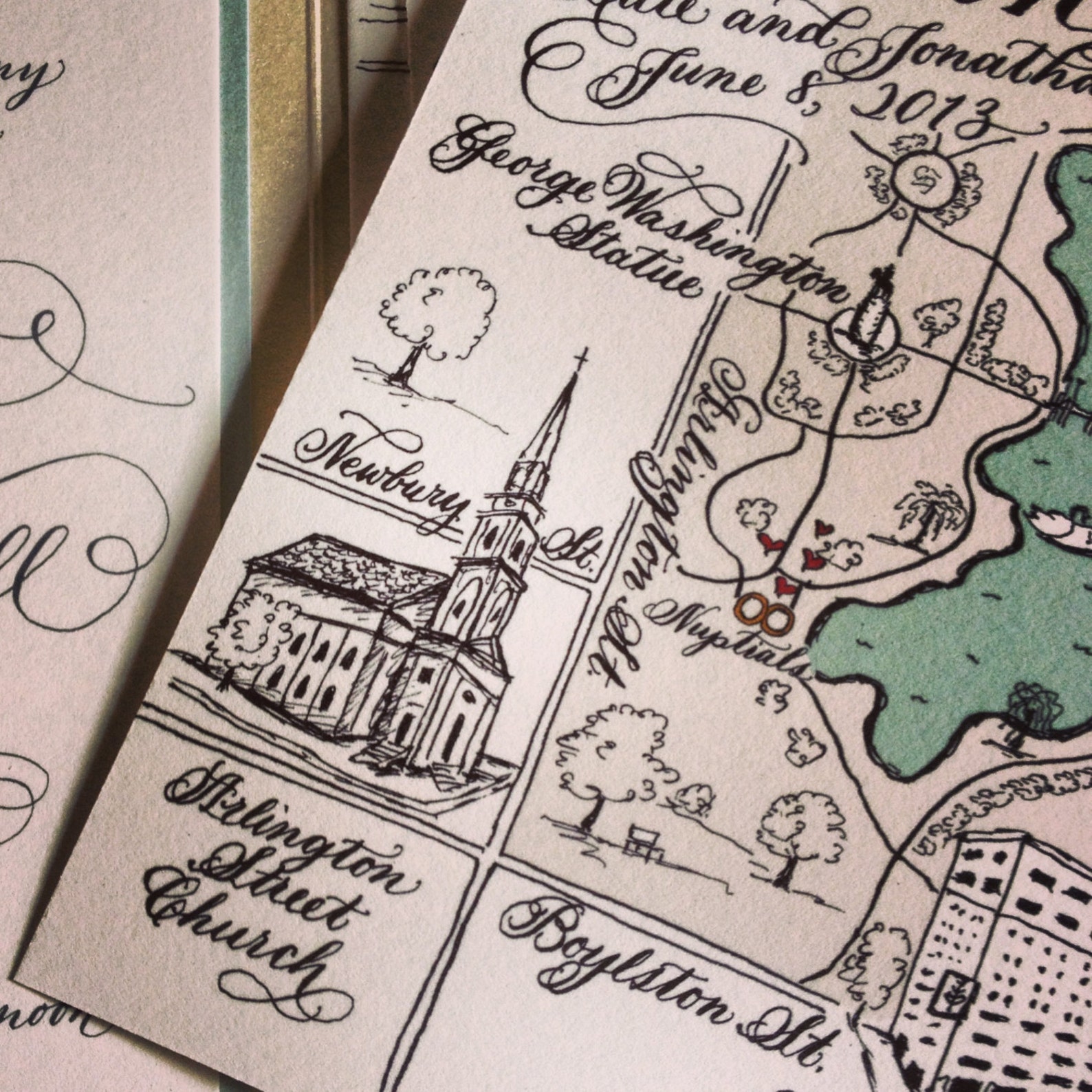 Calligraphy Black and White Wedding Map With Colorized - Etsy