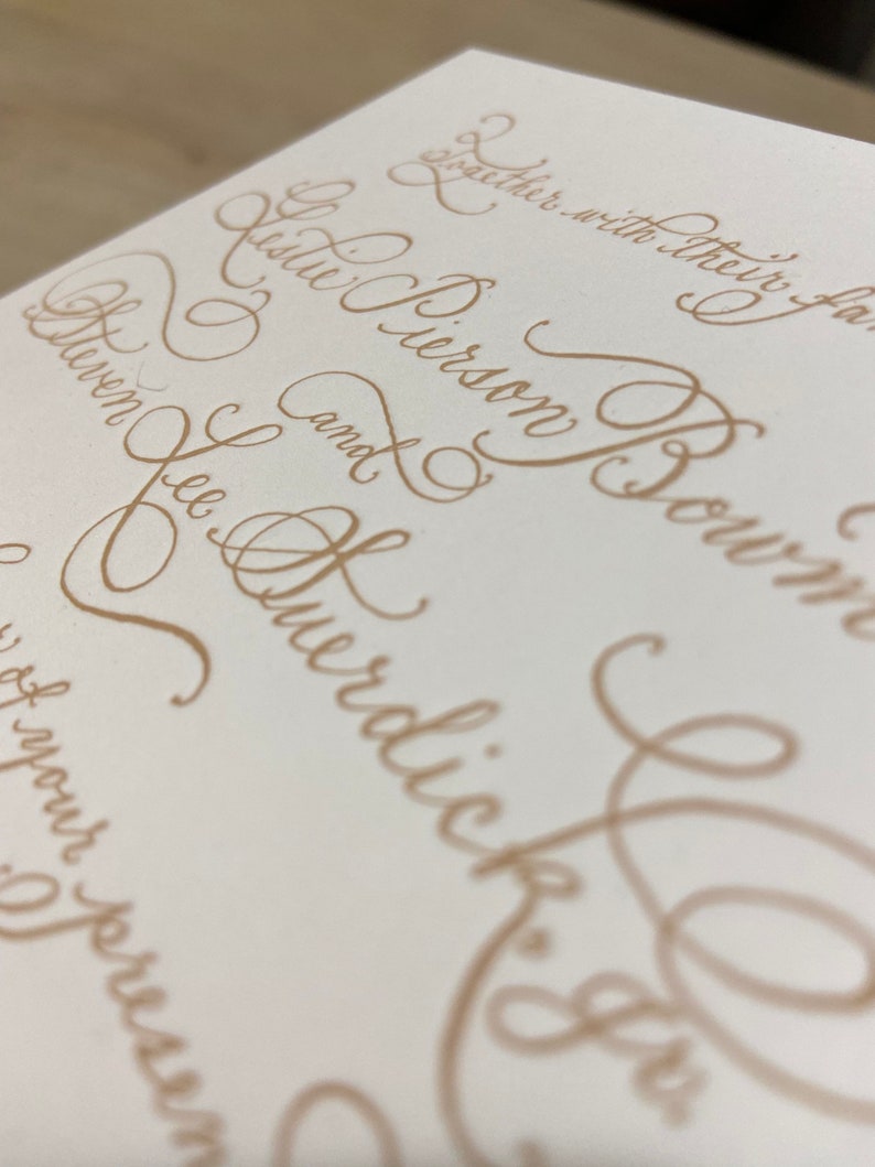 Letterpress Wedding Invitation // Hand Calligraphy and Edge Painting on ...