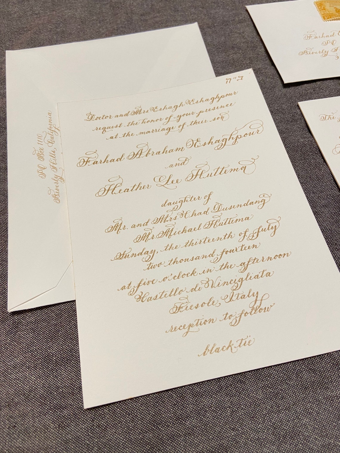 Handwritten Calligraphy Wedding Invitations With Raised Thermography ...
