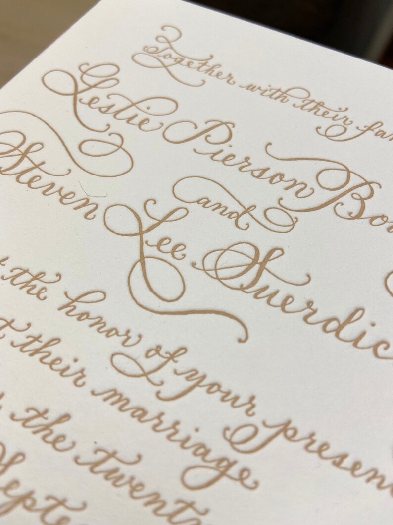 Letterpress Wedding Invitation // Hand Calligraphy and Edge Painting on ...