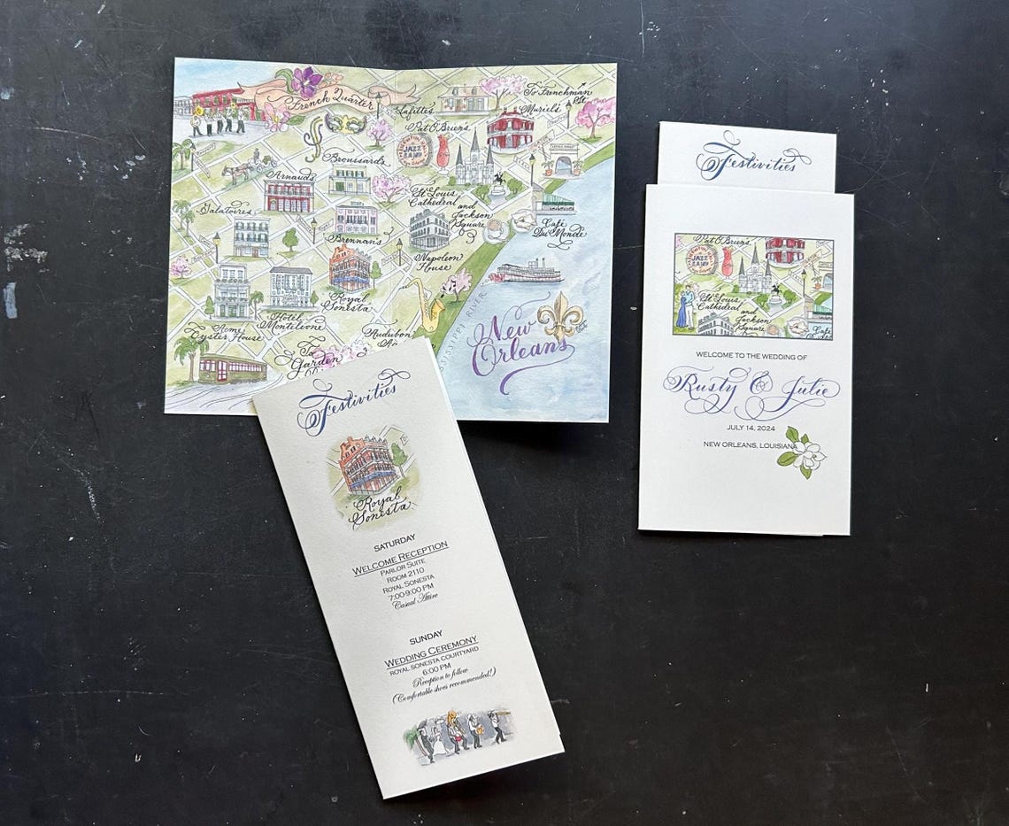 Semi Custom Wedding Weekend Welcome Booklet With Non-custom Watercolor ...