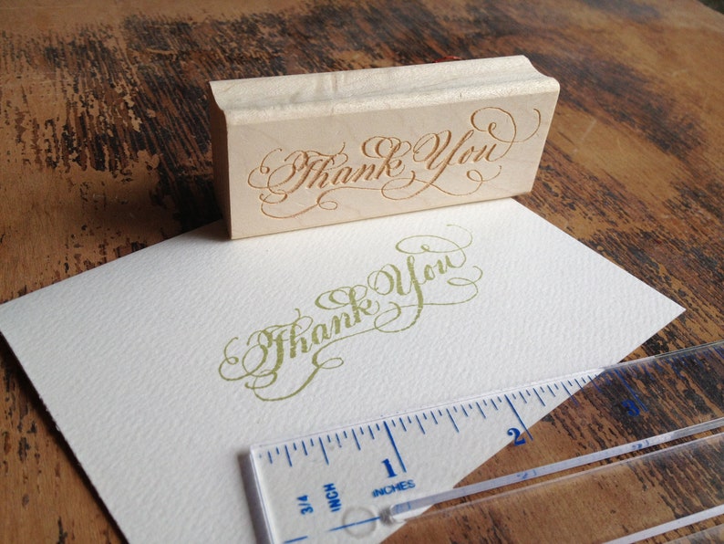 CLEARANCE Calligraphy Thank You Stamp Darcy Large - Etsy
