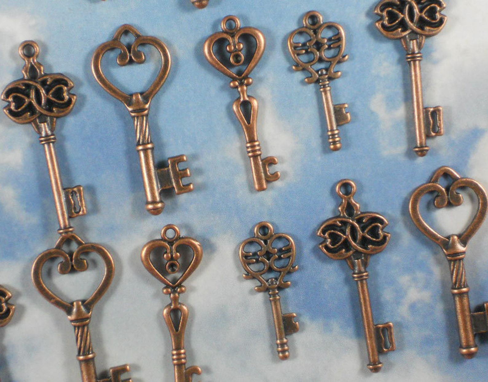 100 Copper Keys Just Hearts Collection Modern Favors for Wedding Escort ...
