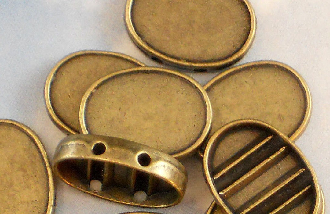 12 Sliders 2 Strand Oval Bezel Settings Patina Bronze Tone for Resin ...