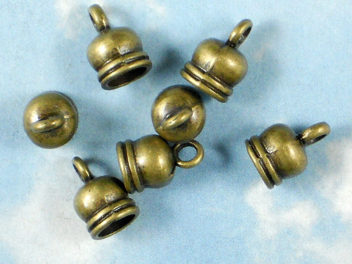 20 Bronze Bell End Caps Round Drops Dangles Glue in Cap Lead & - Etsy