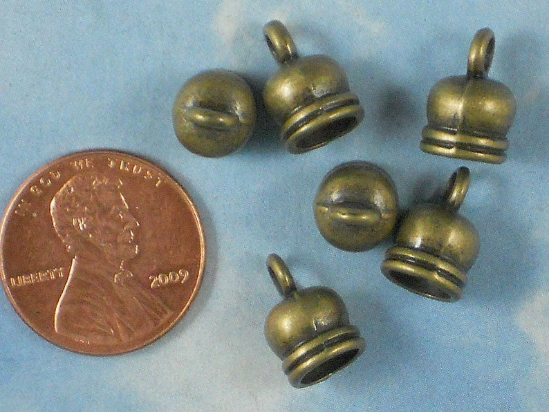 20 Bronze Bell End Caps Round Drops Dangles Glue in Cap Lead & - Etsy