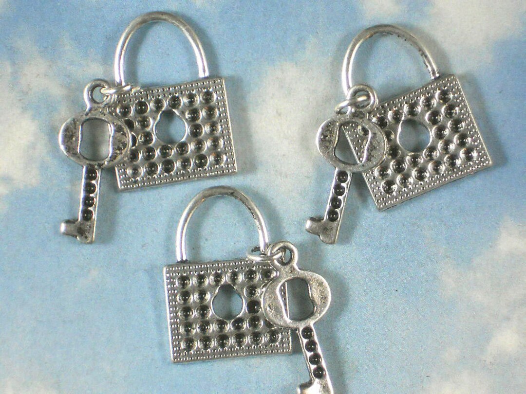 10 Sets Silver Lock & Key Charms Great for Jewelry or Weddings - Etsy