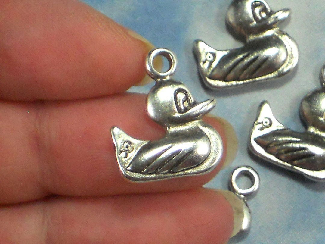 5 Adorable Duck Charms 3D Hollow Double Sided Antique Silver - Etsy