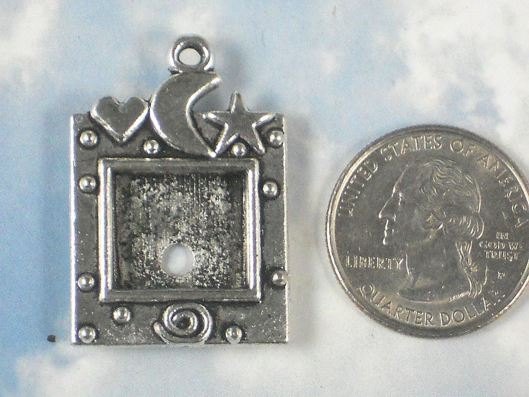 Bulk 15 Heart Moon Star Photo Memory Frame Silver OX Charm Pendants ...