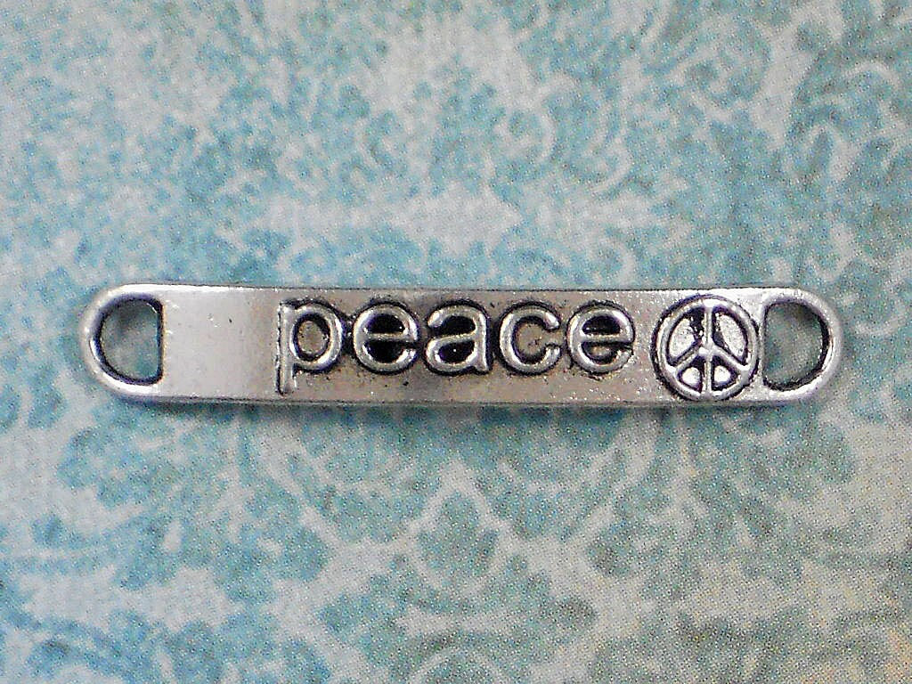 12 PEACE Bracelet Peace Sign Link Connectors Message Antiqued | Etsy