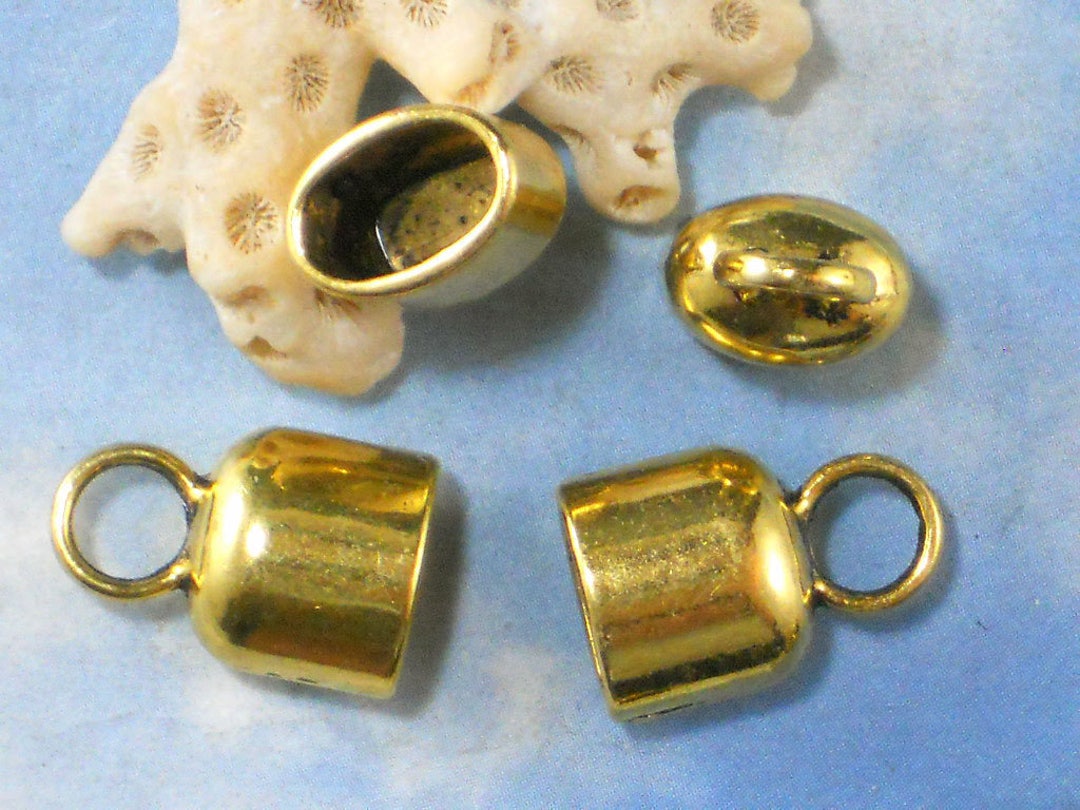 Bulk 30 Oval End Caps Large Drops Dangles Viking Knit Gold Tone Glue in ...