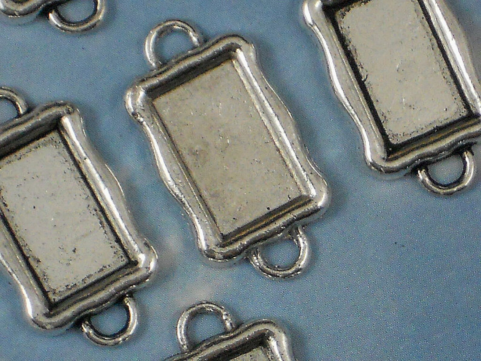 5 Bezel Trays Antique Silver Tone Rectangle Blanks Connector | Etsy