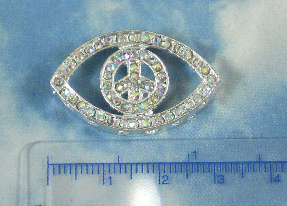 Peace Sign Eye Crystal AB Rhinestone Bead 30mm Encrusted & | Etsy