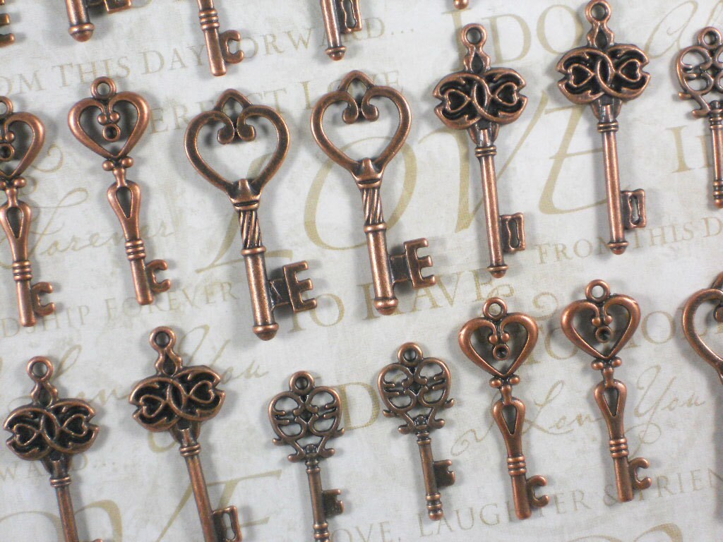 100 Copper Keys Just Hearts Collection Modern Favors for - Etsy Canada