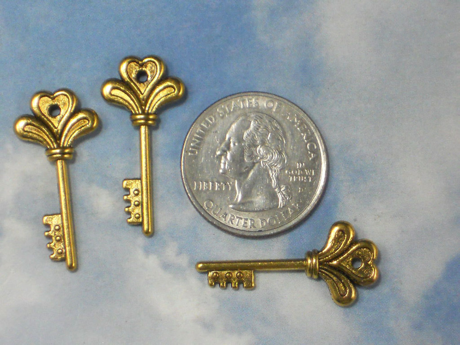 Bulk 50 Floral Heart Scepter Keys Charms Gold Tone Pendants - Etsy