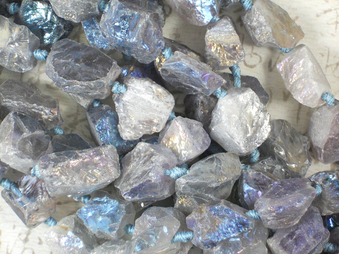 Rock Quartz Crystal Beads Pale Lilac & Silvery Blue Mystic | Etsy