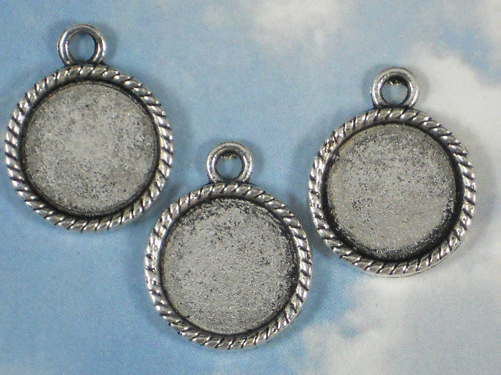 10 Round Rope Bezel Charms Settings Mounting Tray Glue In 14mm | Etsy