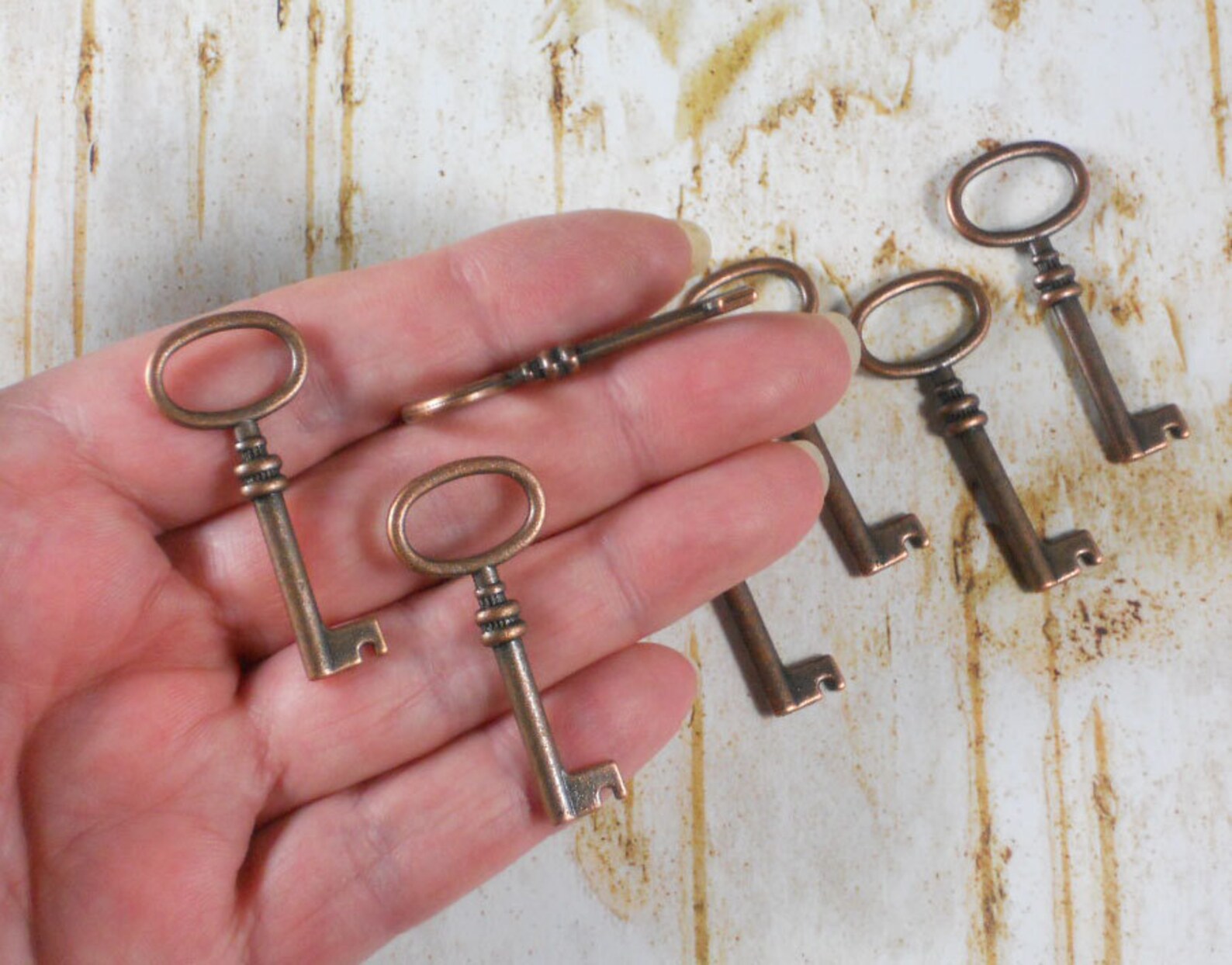 25 Oval Keys Copper Tone Skeleton Pendants 41mm Wedding | Etsy