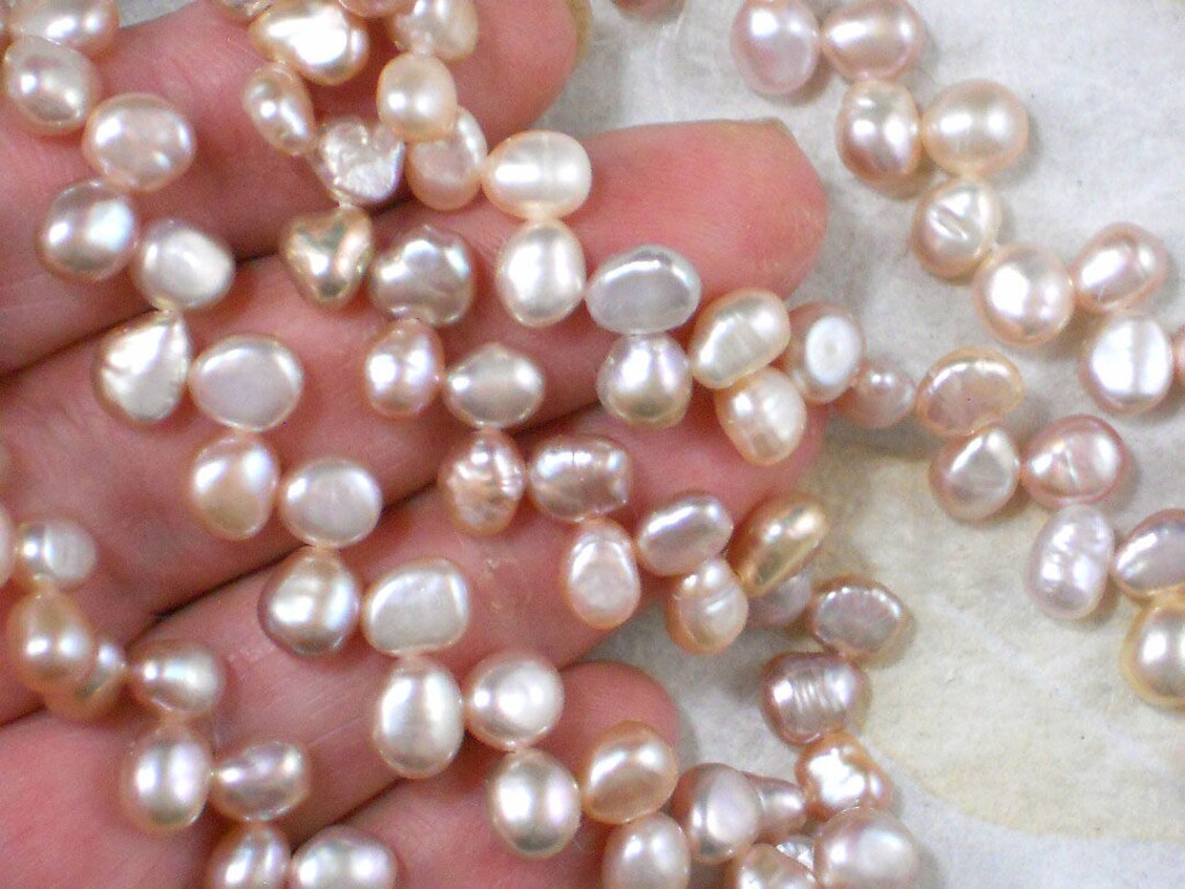 Pearls Drops Light Pink Peach Herringbone Drilled Potato 6mm Hong Kong ...