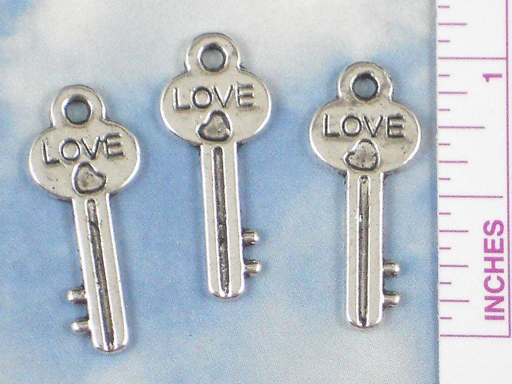 10 LOVE Message Key Charms Antique Silver Weddings Jewelry | Etsy