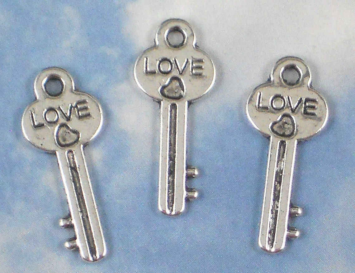 10 LOVE Message Key Charms Antique Silver Weddings Jewelry - Etsy