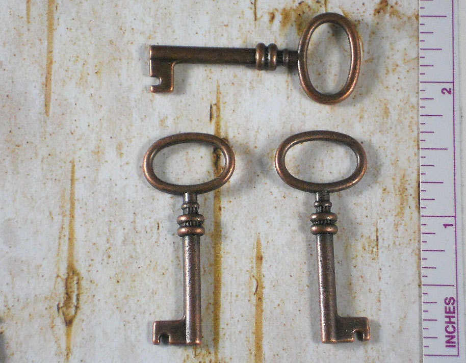 25 Oval Keys Copper Tone Skeleton Pendants 41mm Wedding - Etsy