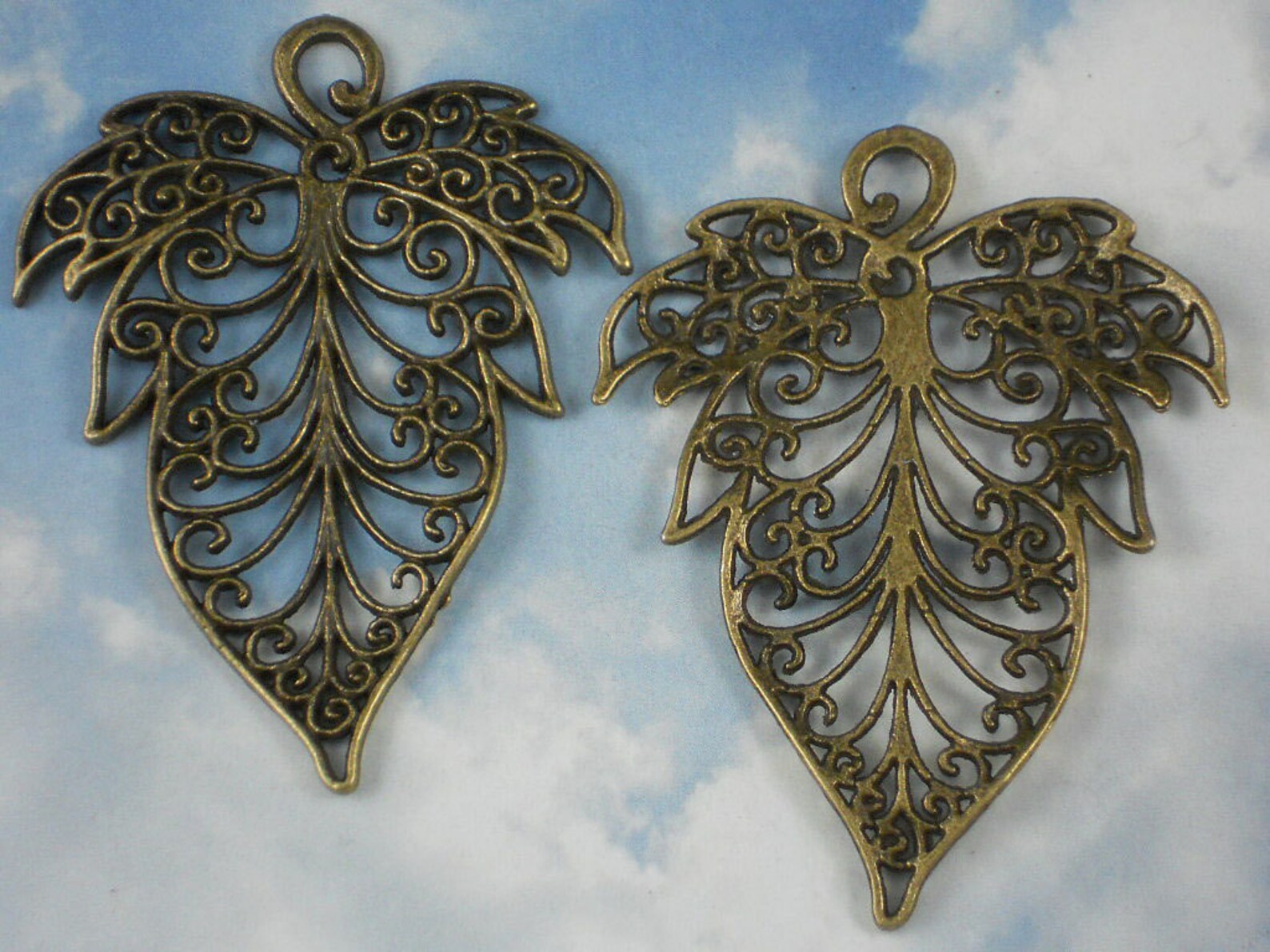 3 Filigree 72mm Antiqued Bronze Scroll Leaf Pendants Perfect - Etsy