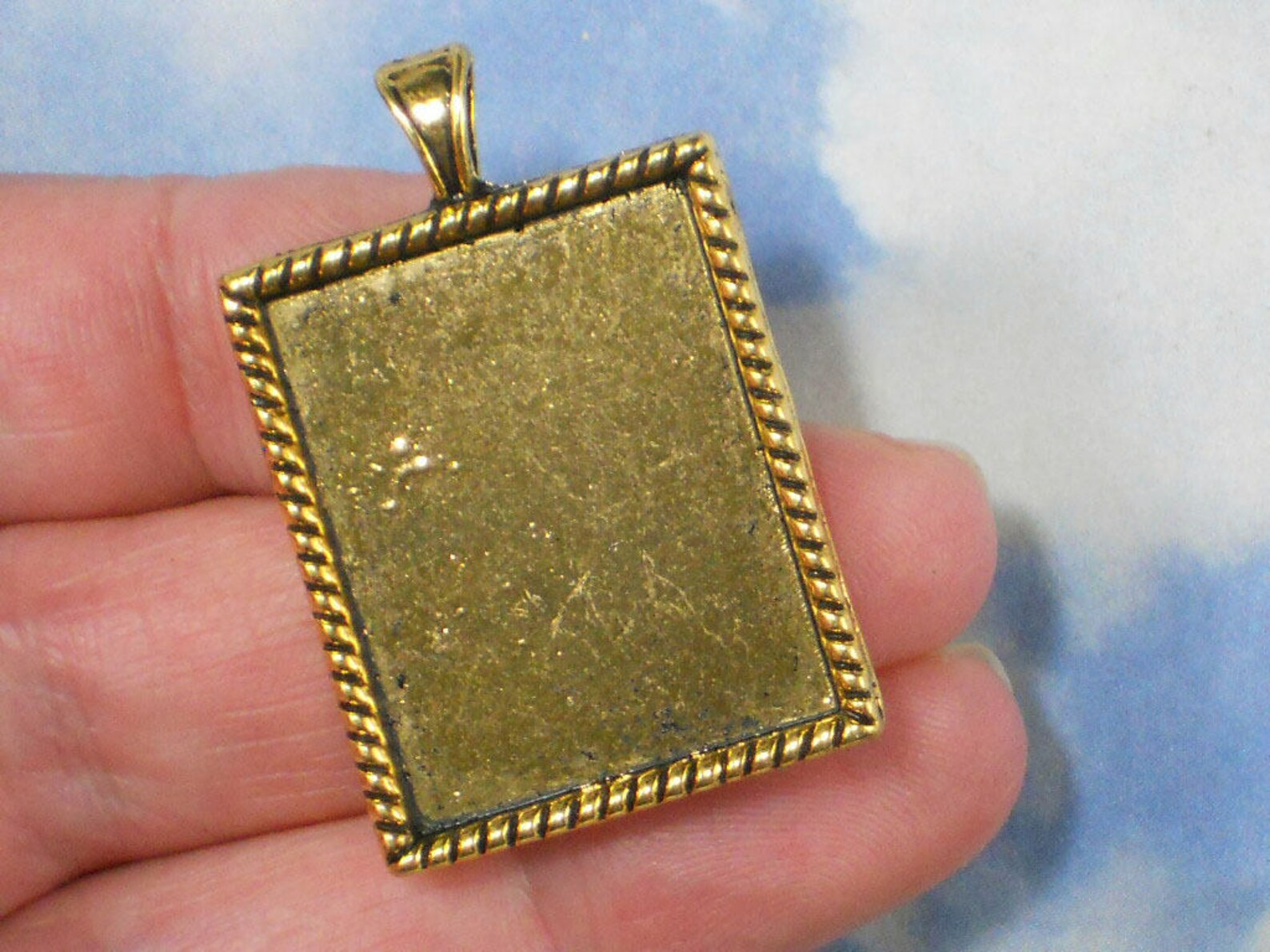 3 Golden Rectangle Bezel Settings Blank Charms Pendants Gold - Etsy