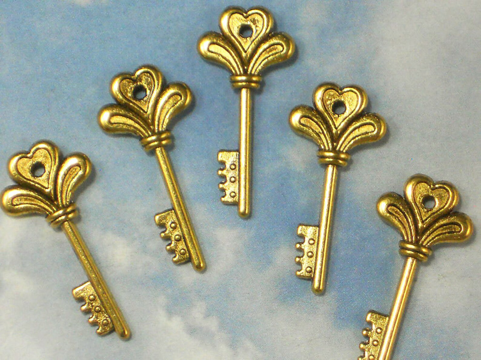Bulk 50 Floral Heart Scepter Keys Charms Gold Tone Pendants - Etsy