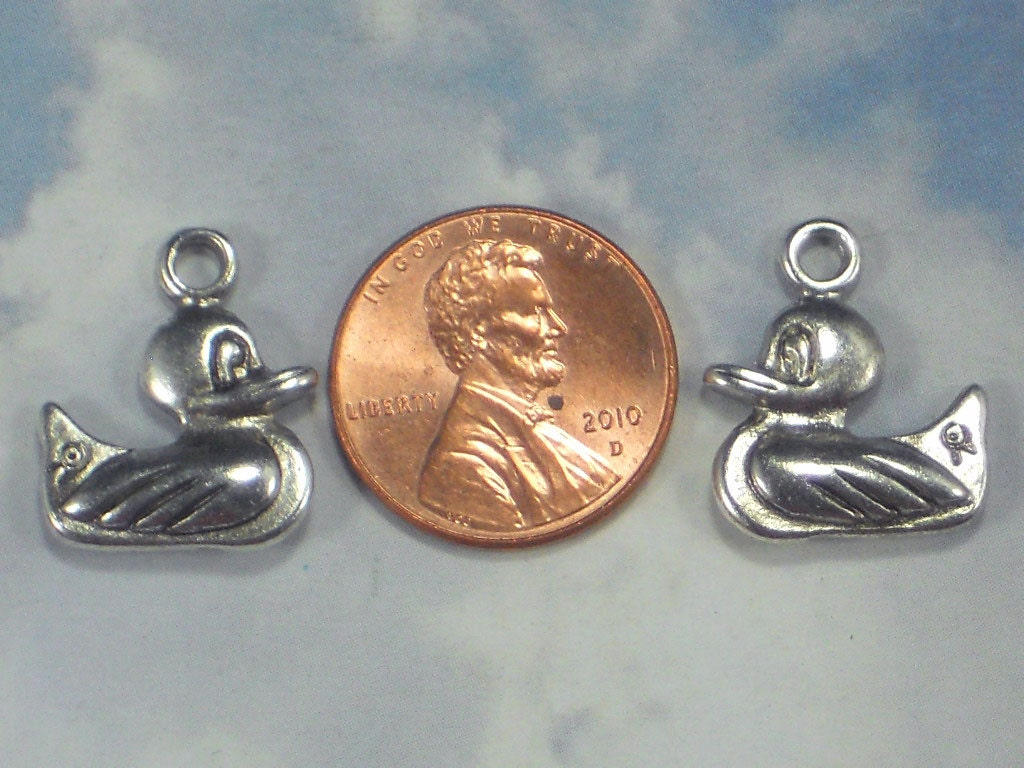 5 Adorable Duck Charms 3D Hollow Double Sided Antique Silver | Etsy