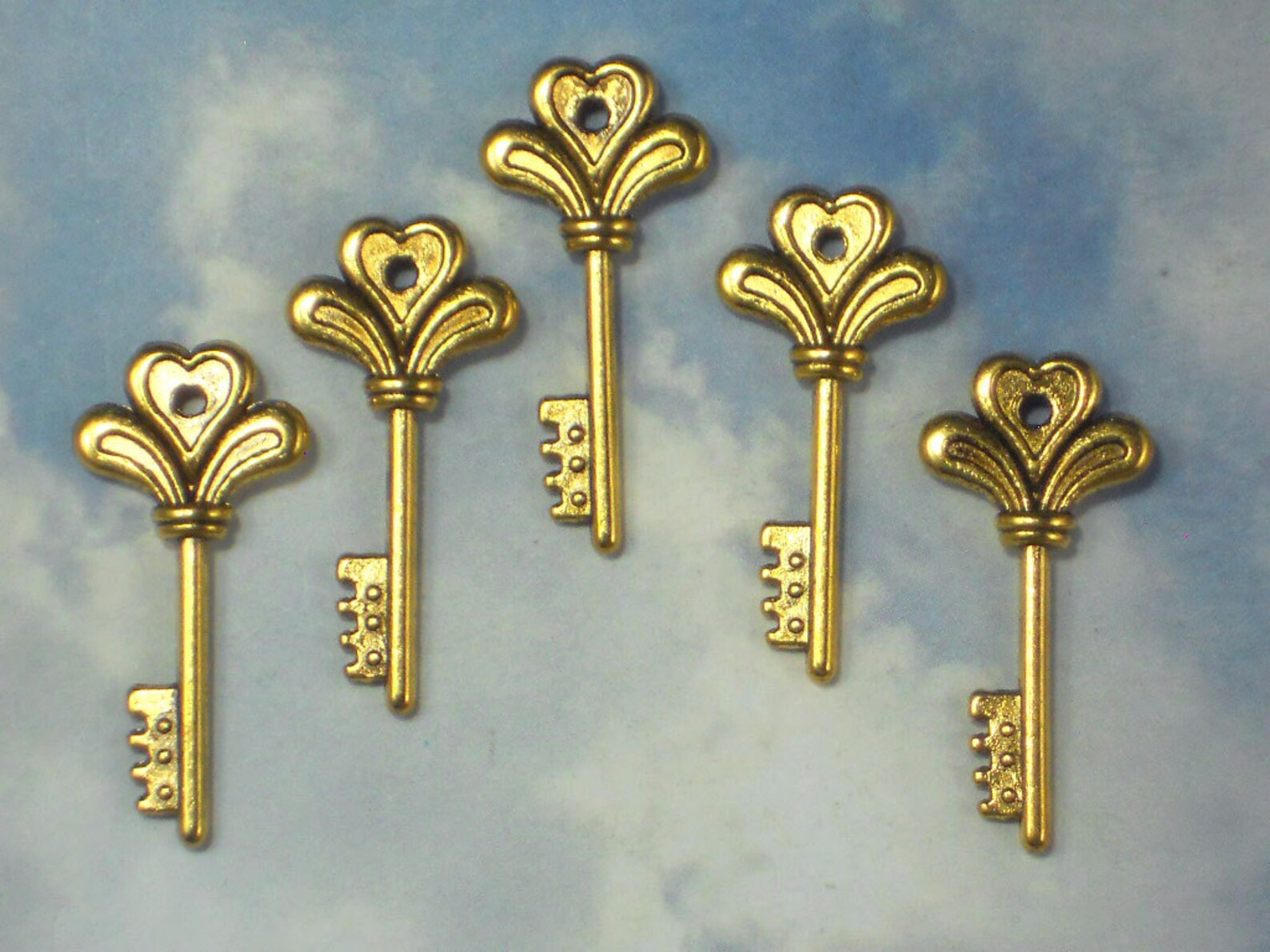 Bulk 50 Floral Heart Scepter Keys Charms Gold Tone Pendants - Etsy