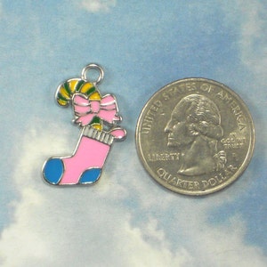 5 Christmas Stocking Sock Charms Enamel & Silver Platinum Tone P1837 - Etsy