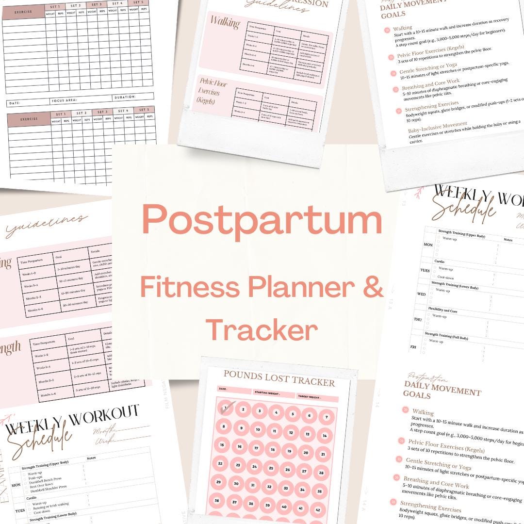 Postpartum Recovery & Fitness Tracker – Printable Planner With Baby ...