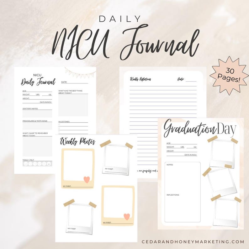 Daily NICU Journal Printable, NICU Family Journal - Etsy