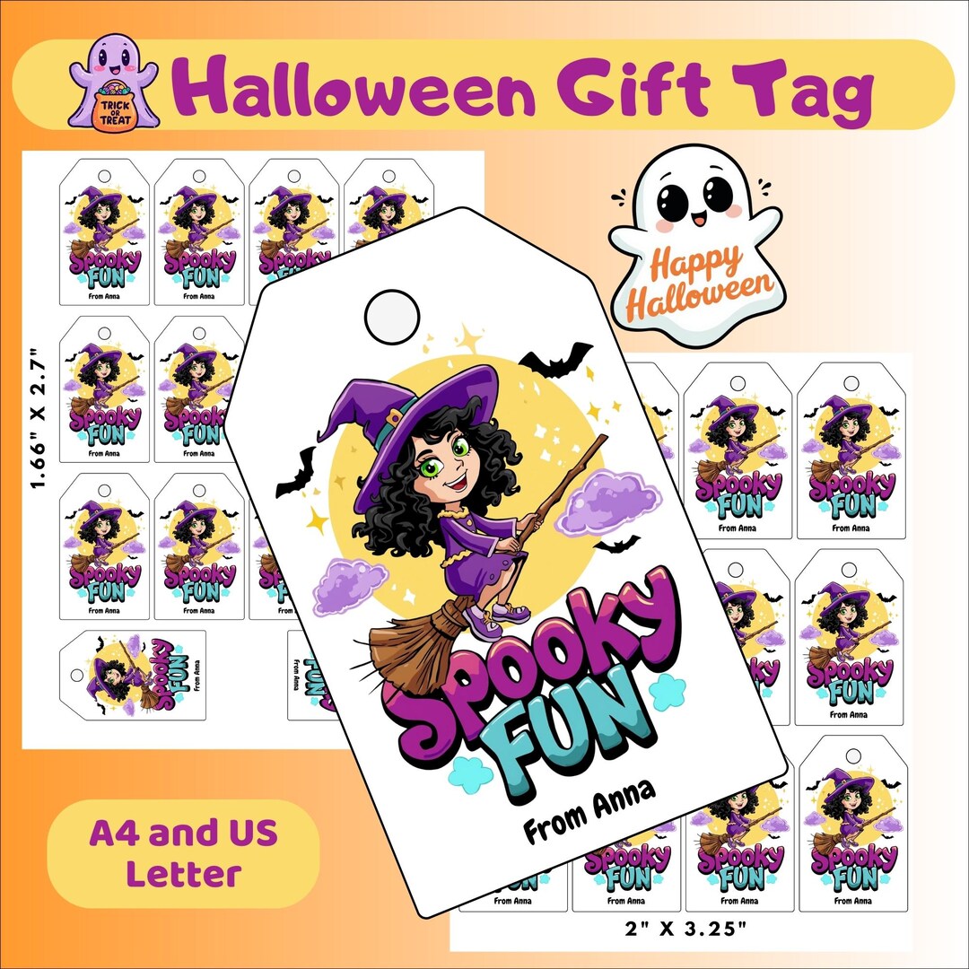 Halloween Gift Tag, Halloween Tag, Printable Happy Halloween Favor Tags ...