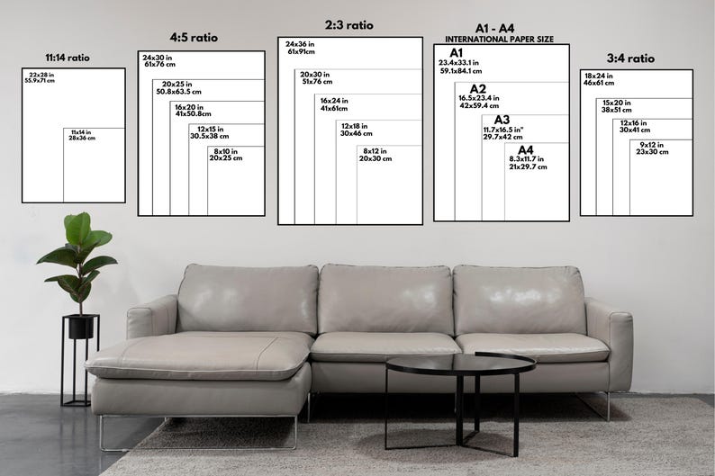 Wall Art Ratio Chart, Digital Poster Sizes, Frame Size Chart, Art Size ...