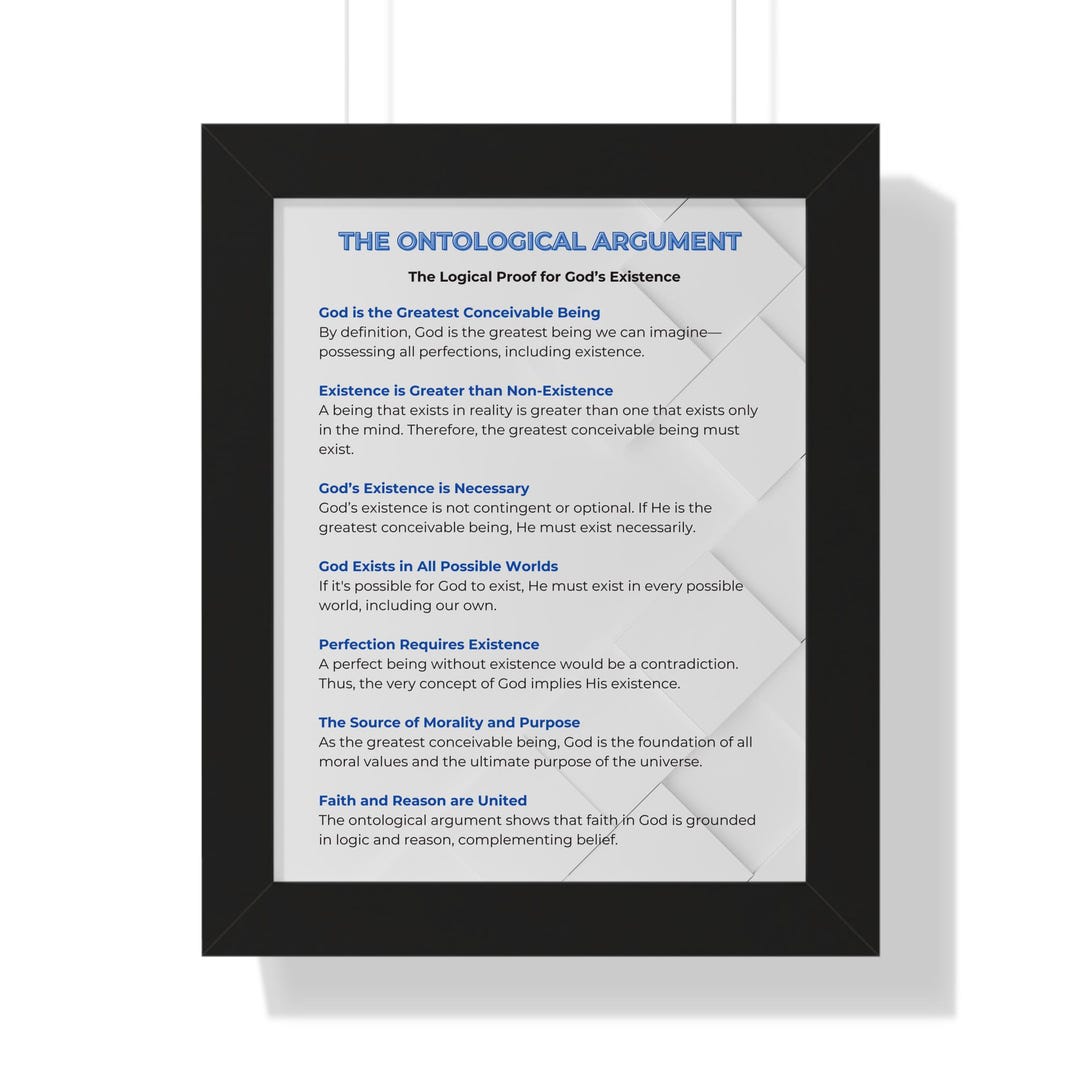 Ontological Argument Poster the Logical Proof for God's Existence - Etsy