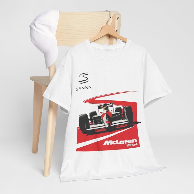 Ayrton Senna Vintage Mclaren F1 Racing T-shirt, Senna Logo Unisex T-shirt in White, Black and ...