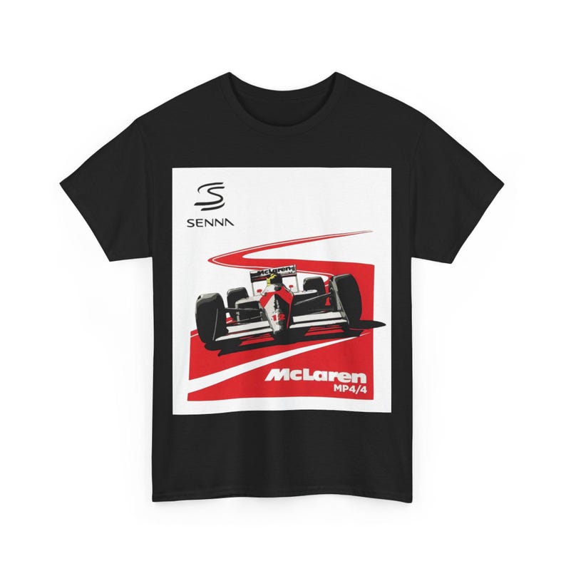 Ayrton Senna Vintage Mclaren F1 Racing T-shirt, Senna Logo Unisex T-shirt in White, Black and ...