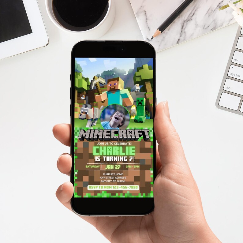 Minecrafter Birthday Invitation, Boys and Girls Minecraft Invite ...
