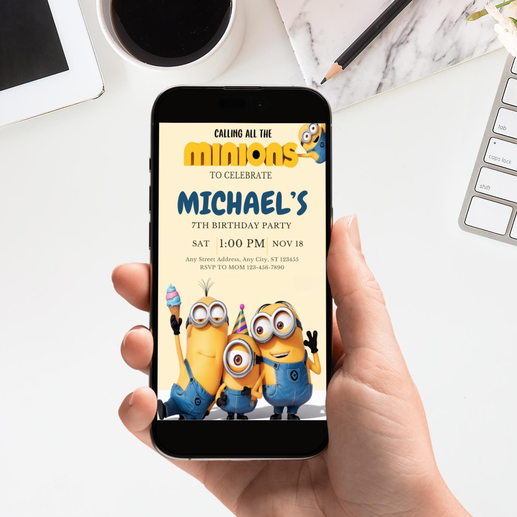 Editable Minion Birthday Invitation, Printable Party Invite, Digital ...