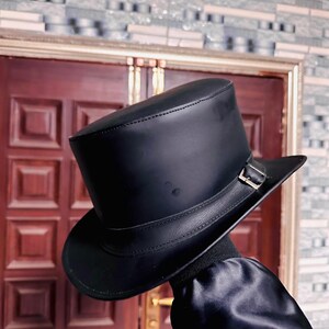 Men's Top Hat With Carriage Hat Band 100% Genuine Leather Handmade ...