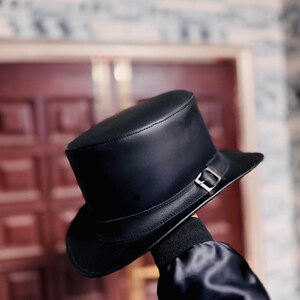 Men's Top Hat With Carriage Hat Band 100% Genuine Leather Handmade ...
