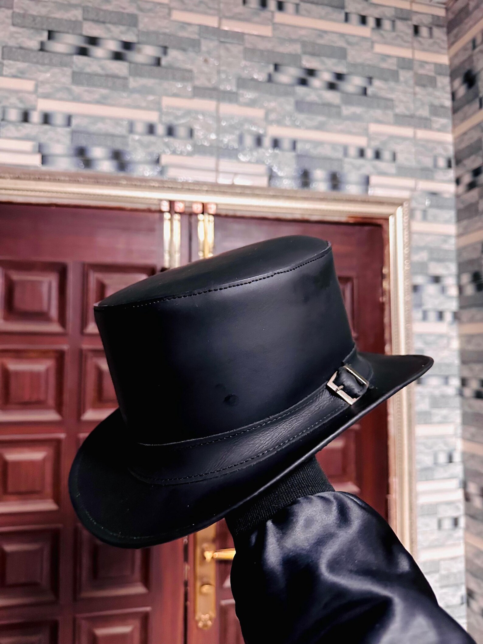 Men's Top Hat With Carriage Hat Band 100% Genuine Leather Handmade ...