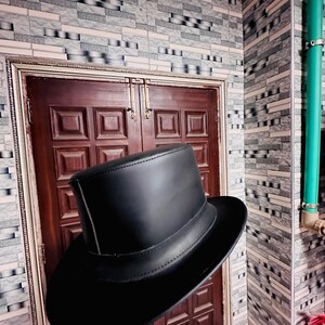 Men's Top Hat With Carriage Hat Band 100% Genuine Leather Handmade ...