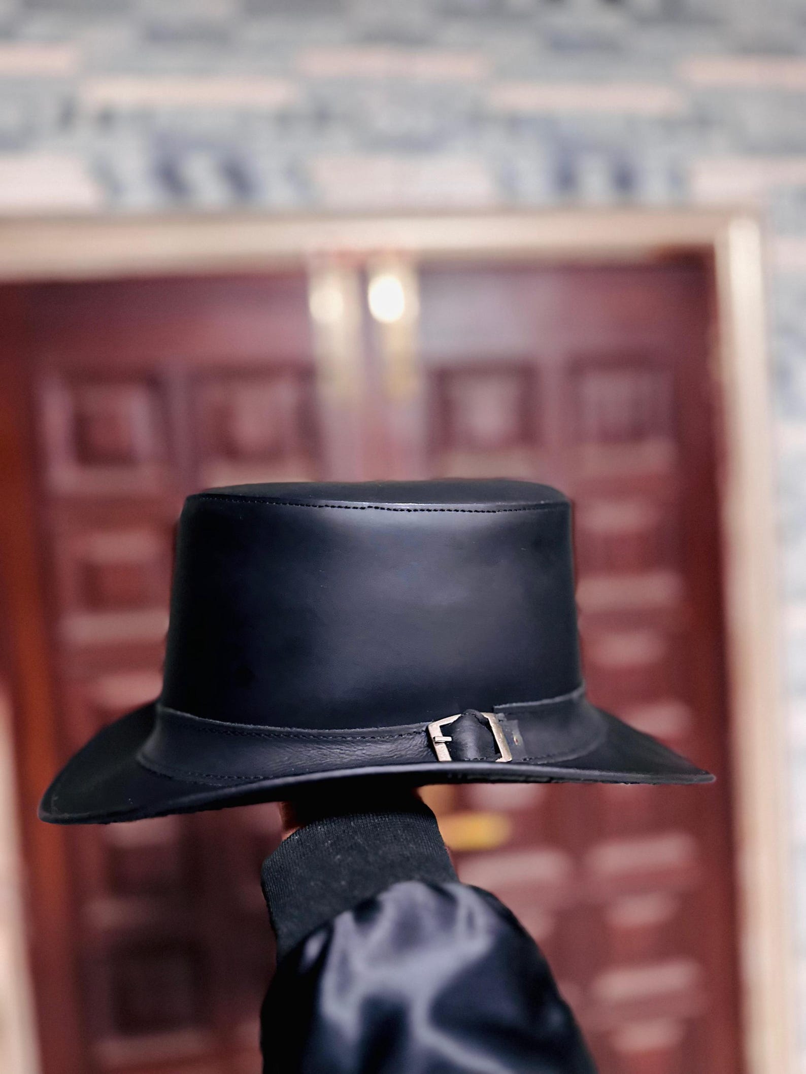 Men's Top Hat With Carriage Hat Band 100% Genuine Leather Handmade ...