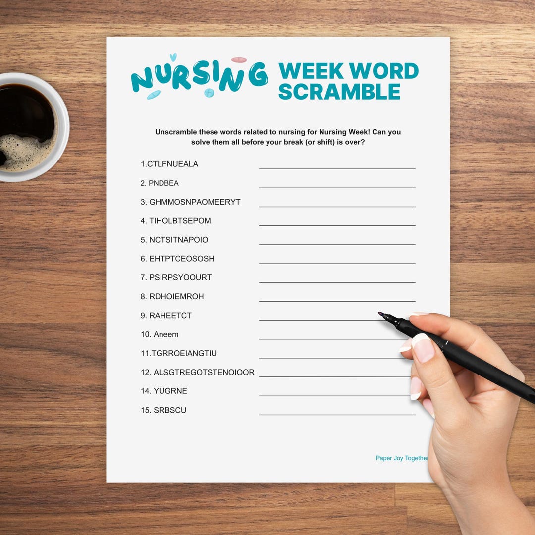 Nursing Week Word Scramble: Staff Appreciation Game (printable) - Etsy